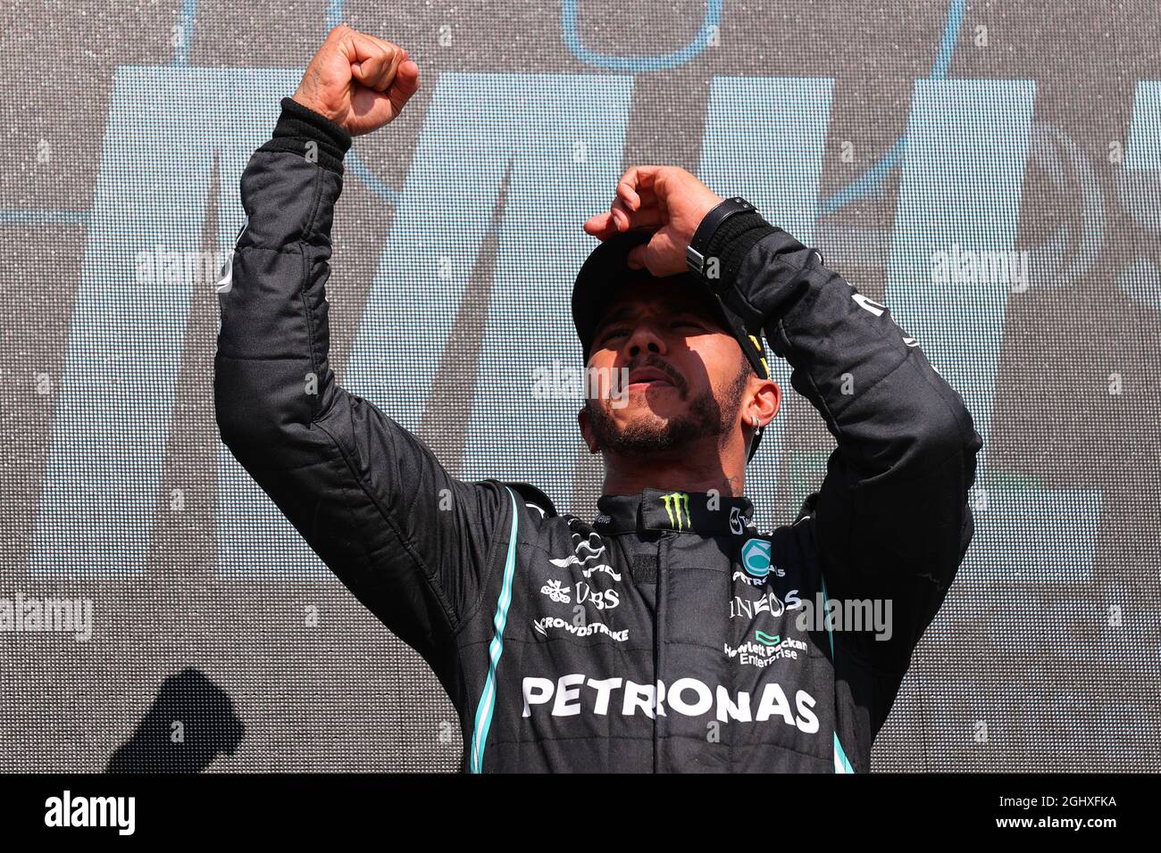 Race winner Lewis Hamilton (GBR) Mercedes AMG F1 celebrates on the ...