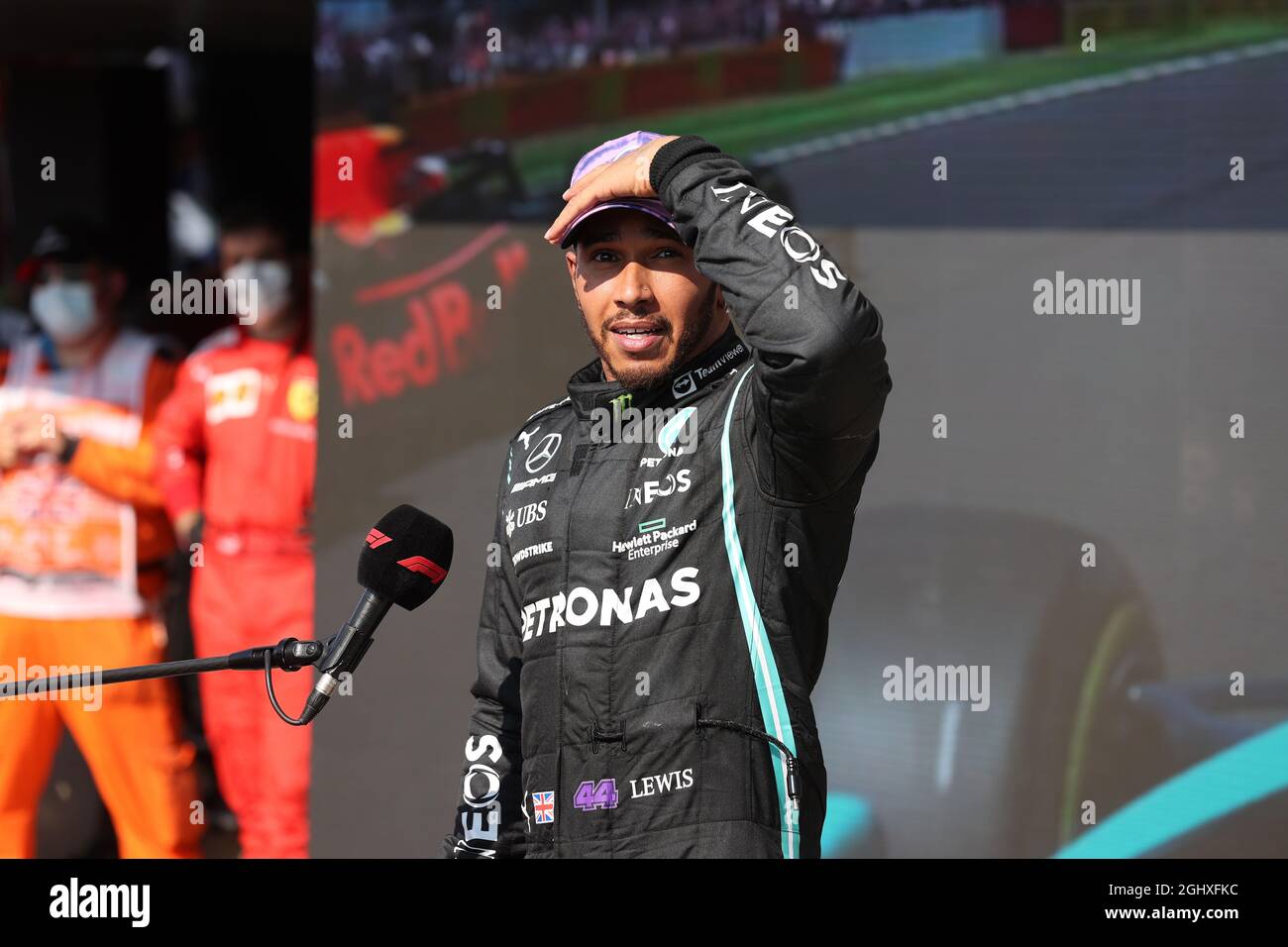 Race winner Lewis Hamilton (GBR) Mercedes AMG F1 in parc ferme. 18.07. ...