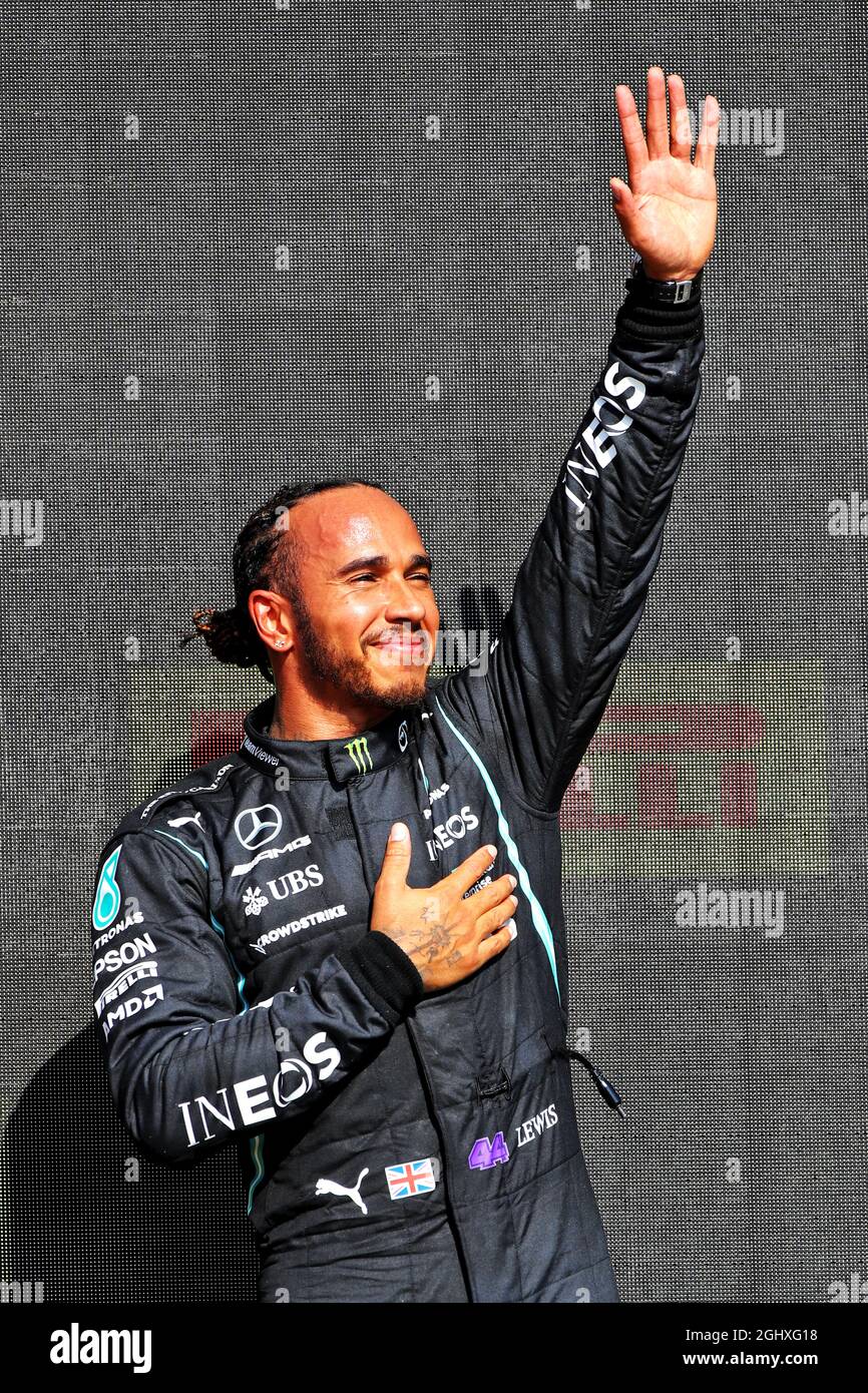 Race winner Lewis Hamilton (GBR) Mercedes AMG F1 celebrates on the ...
