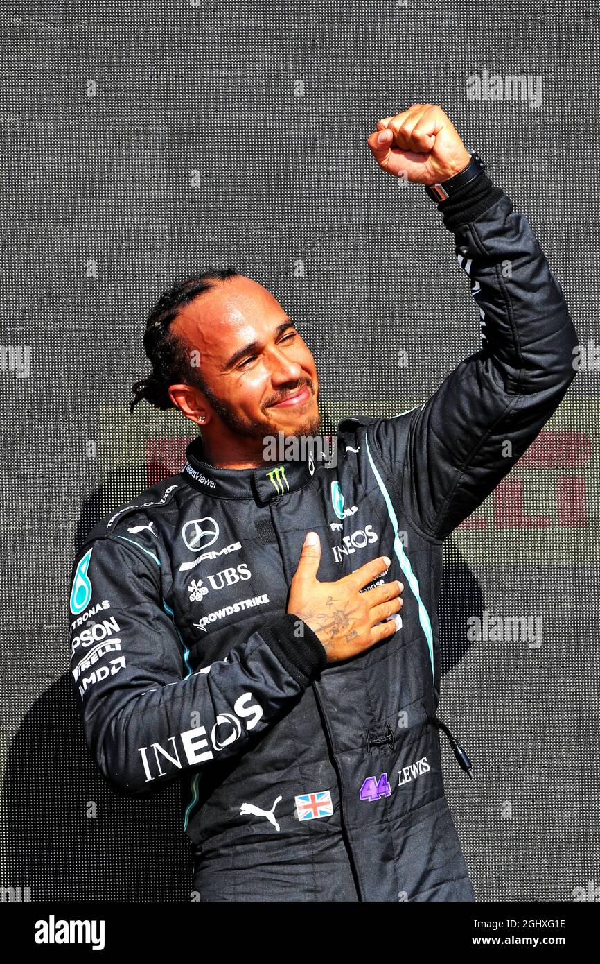 Race winner Lewis Hamilton (GBR) Mercedes AMG F1 celebrates on the ...