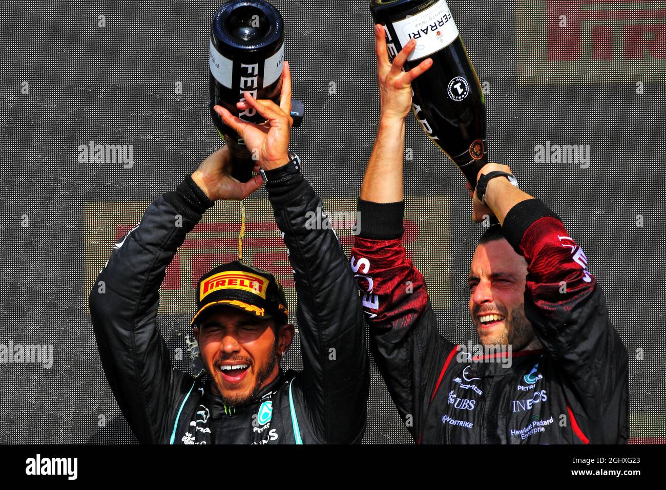 Race winner Lewis Hamilton (GBR) Mercedes AMG F1 celebrates on the ...