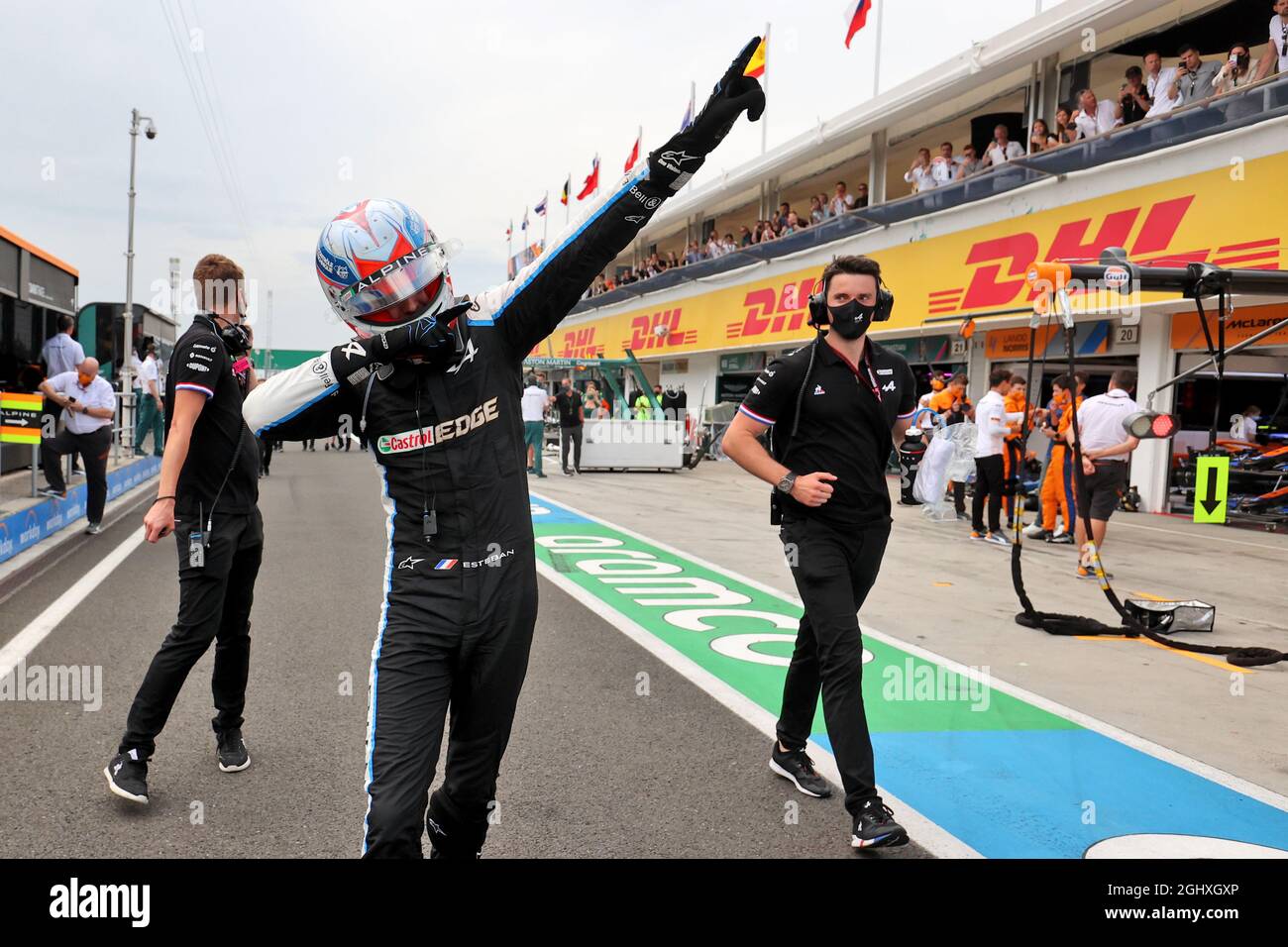 Race winner Esteban Ocon (FRA) Alpine F1 Team celebrates in parc ferme ...
