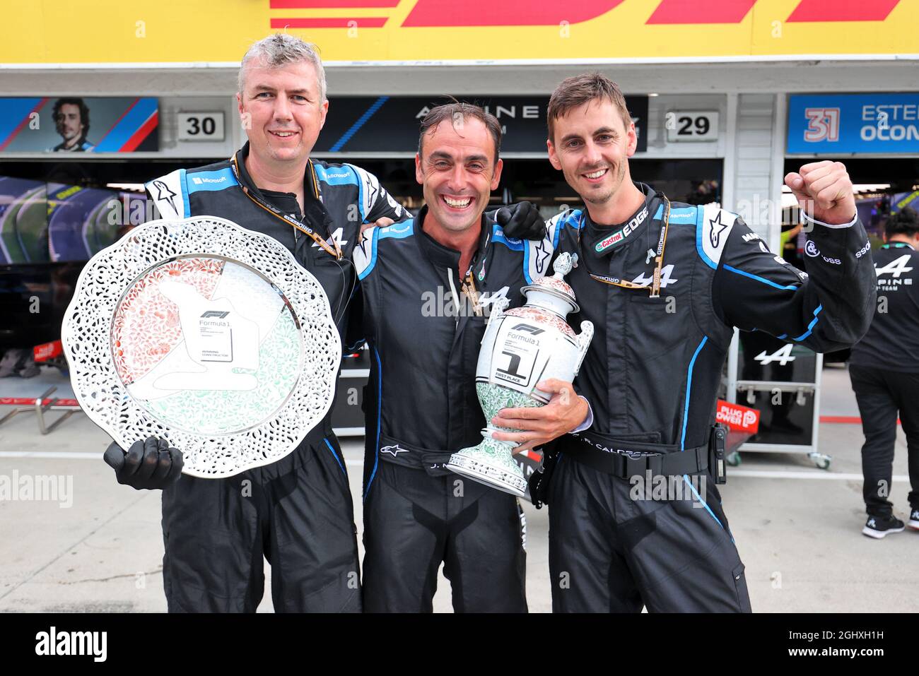 Alpine F1 Team celebrates victory for Esteban Ocon (FRA) Alpine F1 Team ...