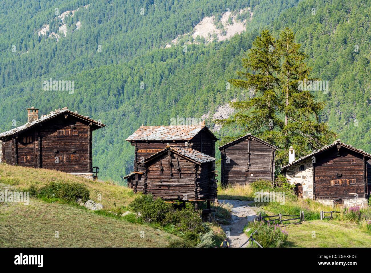 Traditional walser houses in Blatten, Zermatt, Valais, Switzerland ...