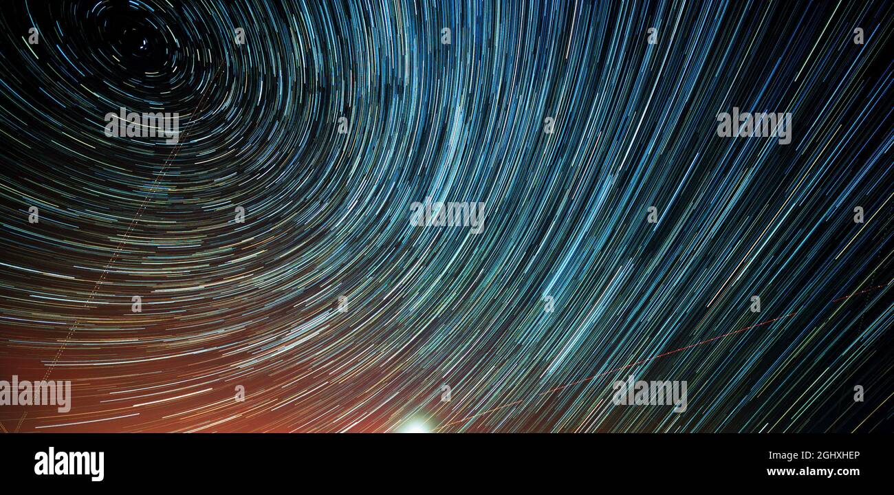 Tracks of stars in the night sky Stock Photo - Alamy