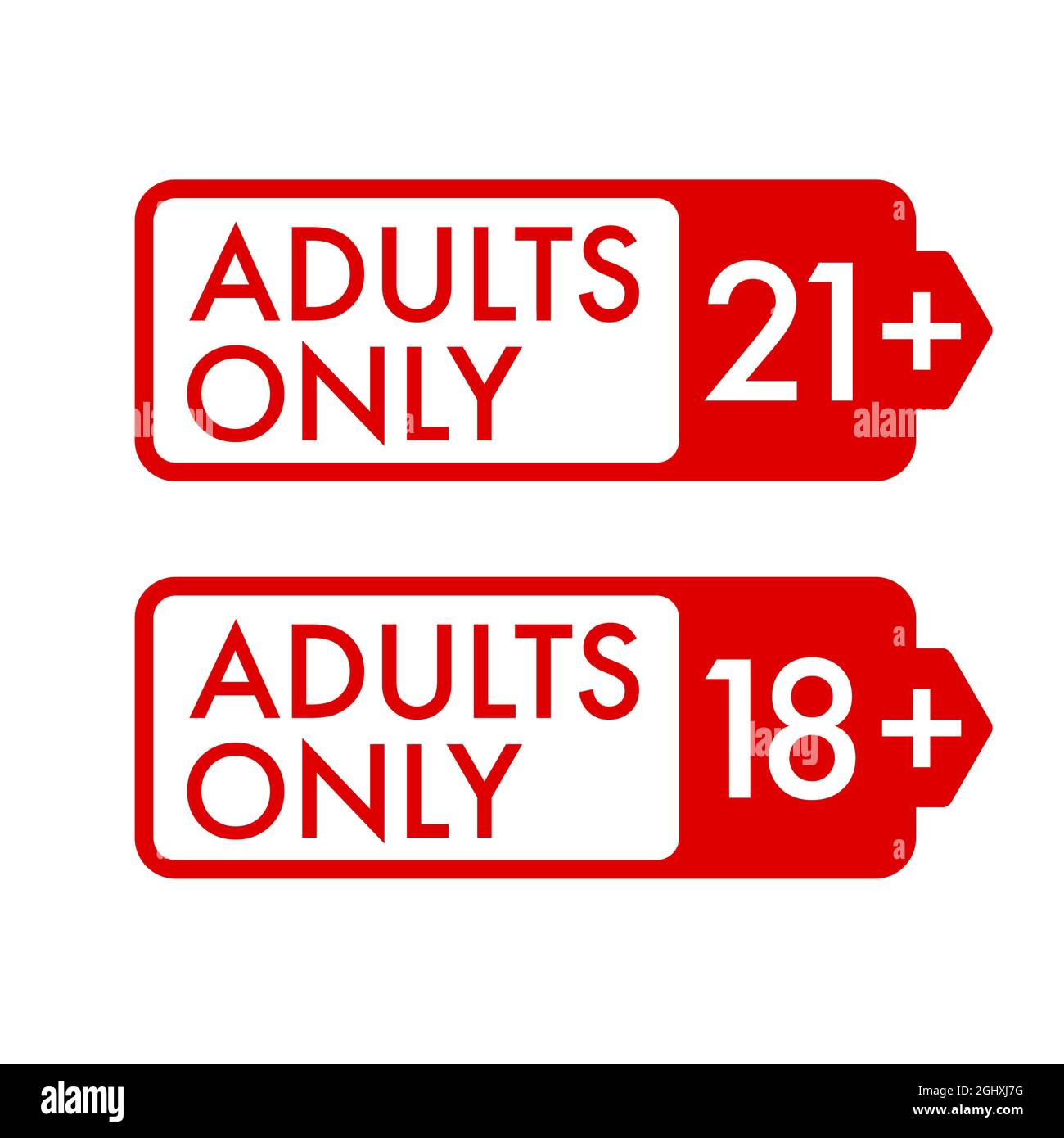 18, 21, plus years old icon vector set. Adults content. 18, 21 age ...