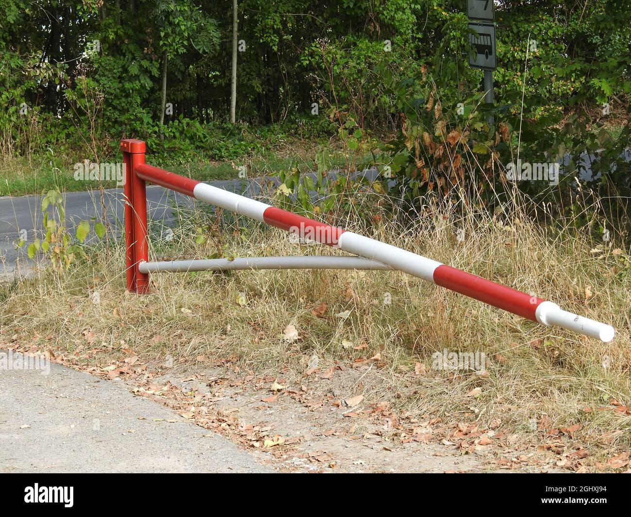 Open barrier gate on the road in a countryside Stock Photo - Alamy
