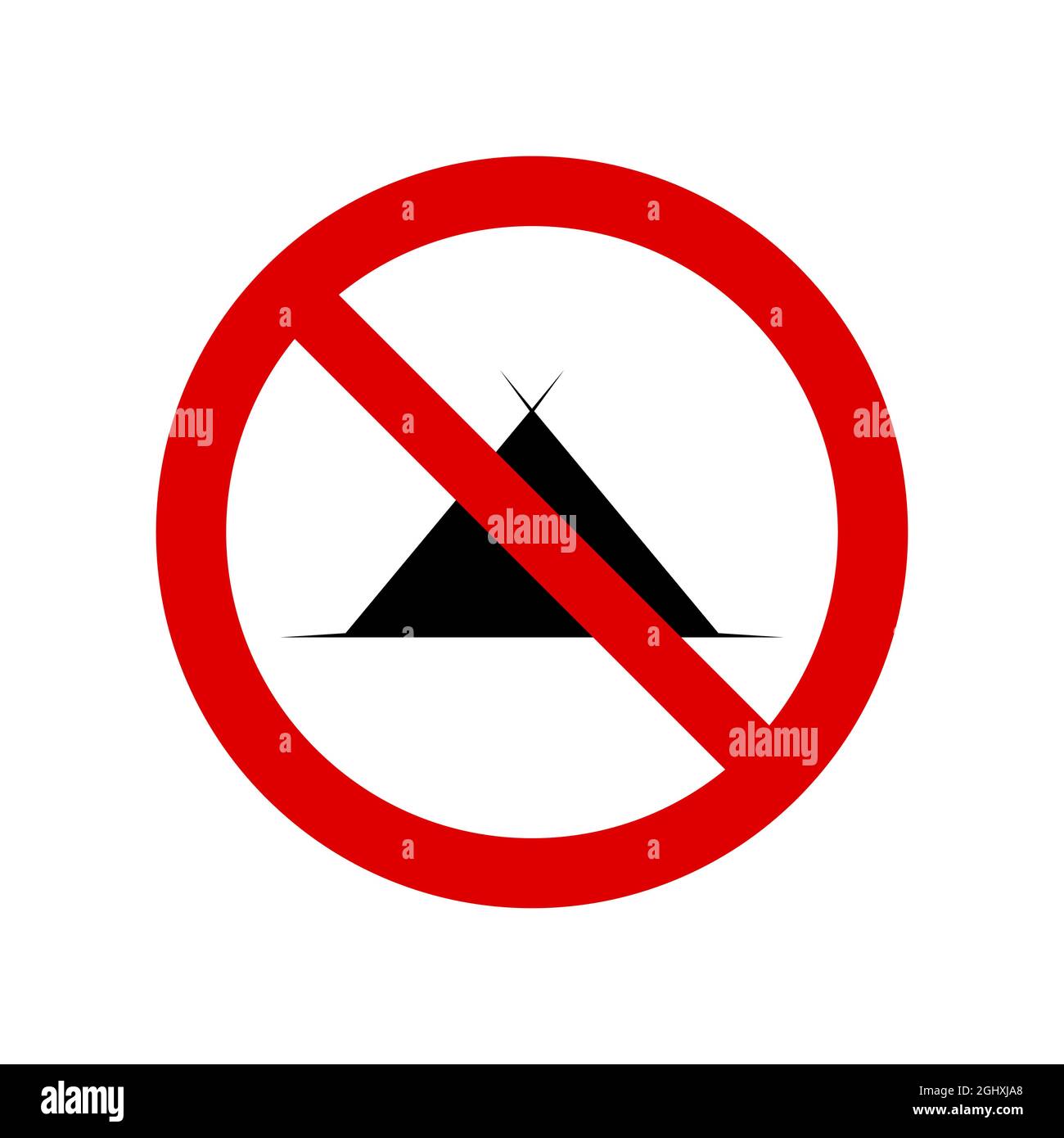 No camping prohibition sign. No symbol, do not sign, circle backslash ...