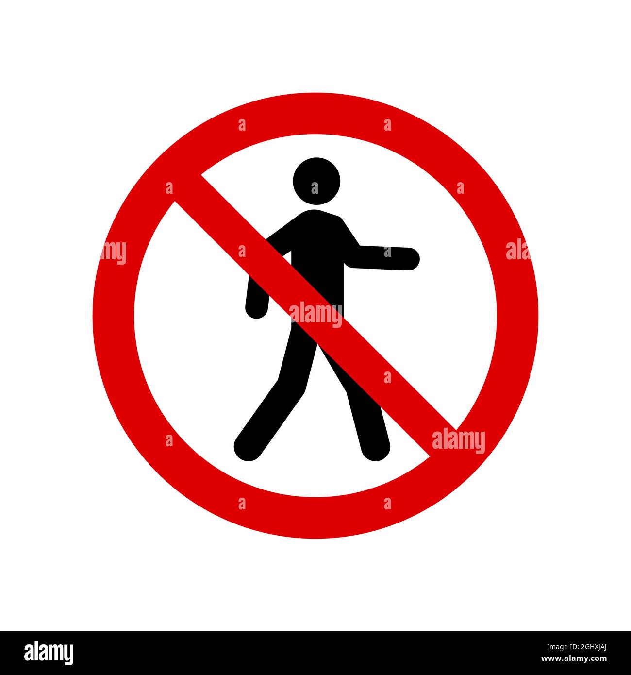 No pedestrian prohibition sign. No walking symbol, do not sign, circle ...