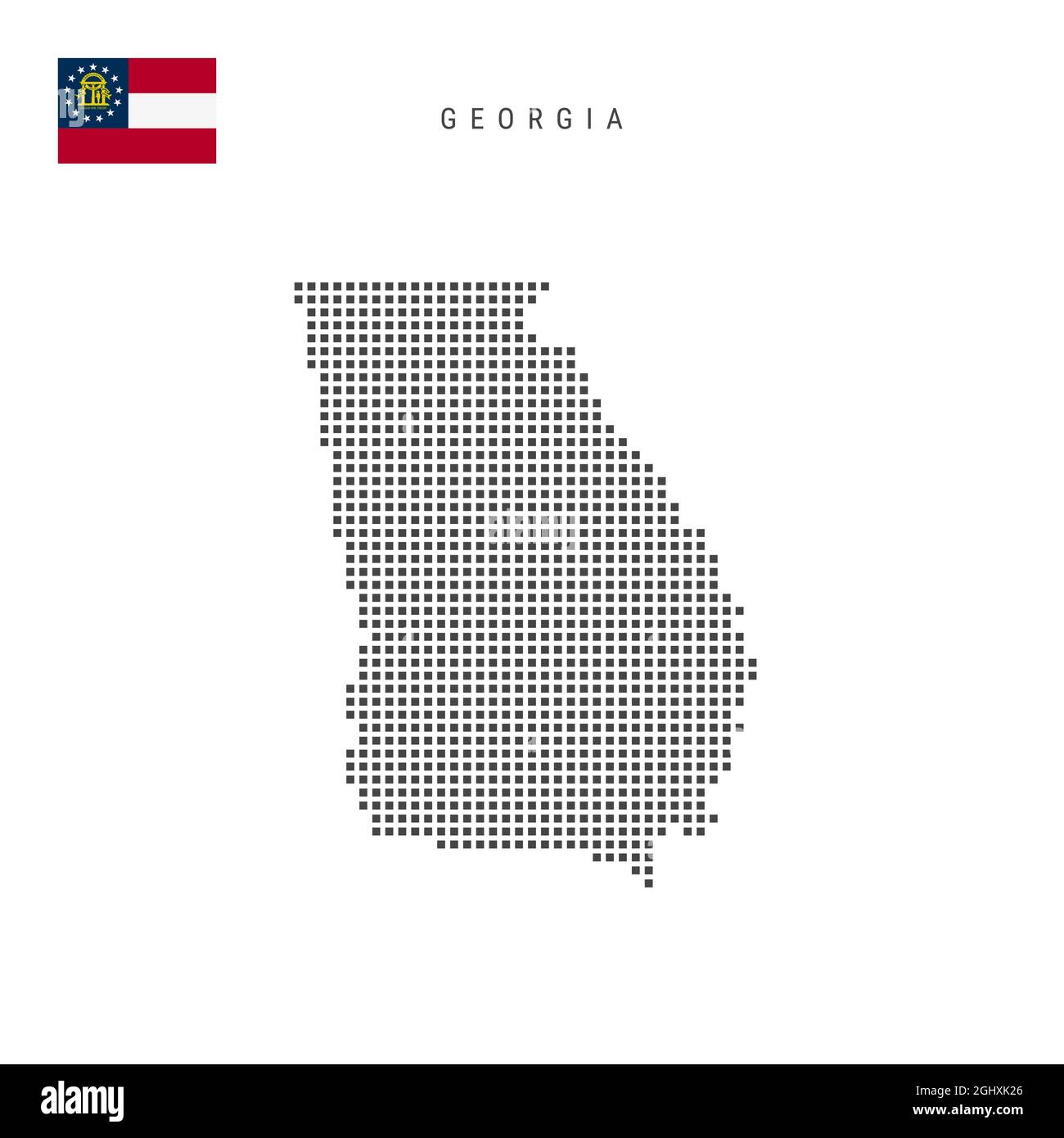 Square dots pattern map of Georgia. Dotted pixel map with flag isolated ...