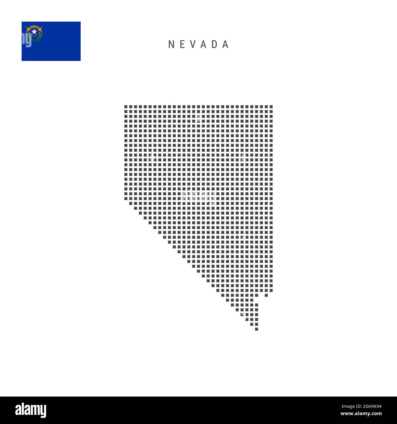 Square dots pattern map of Nevada. Dotted pixel map with flag isolated ...