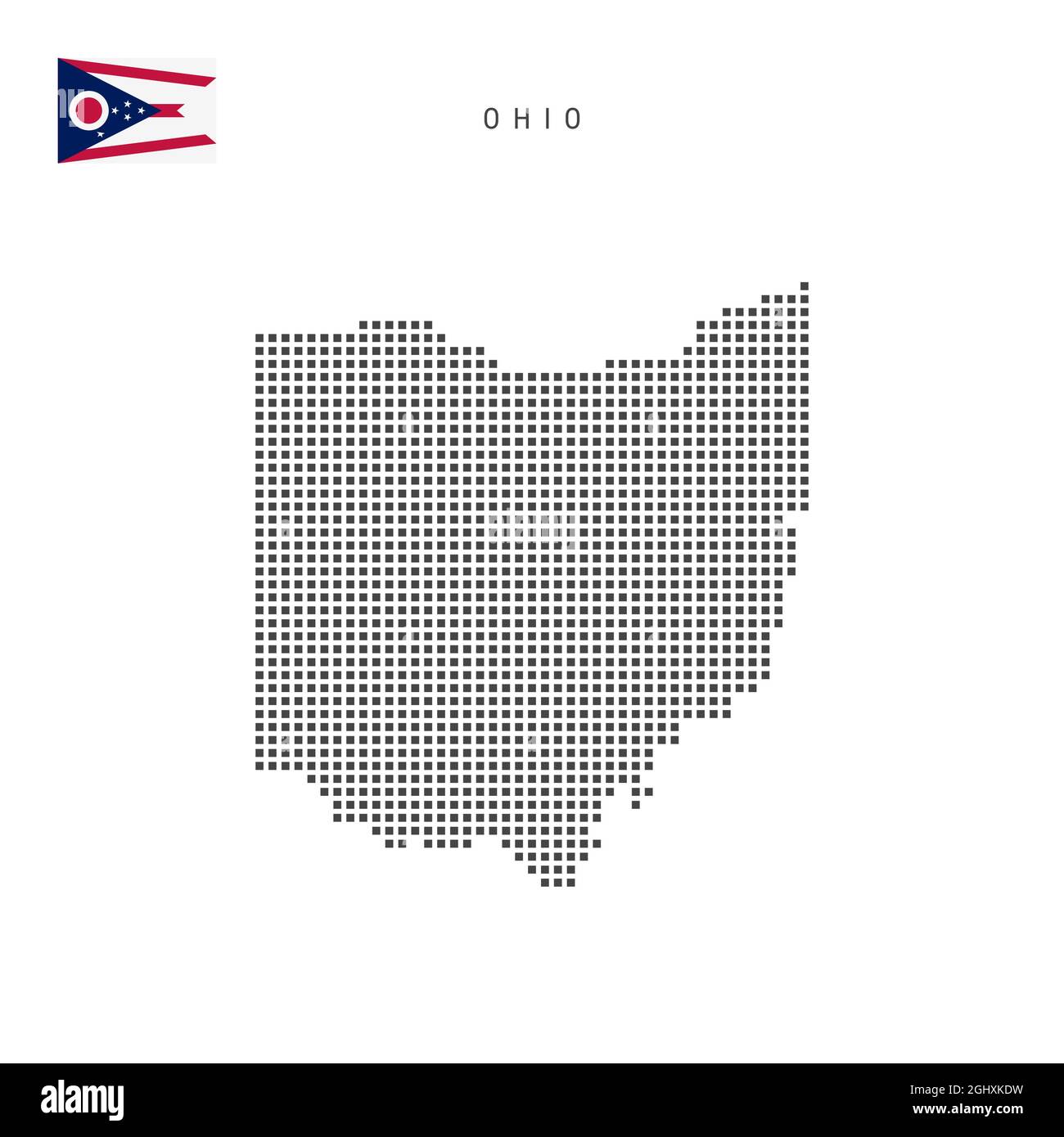 Square dots pattern map of Ohio. Dotted pixel map with flag isolated on ...
