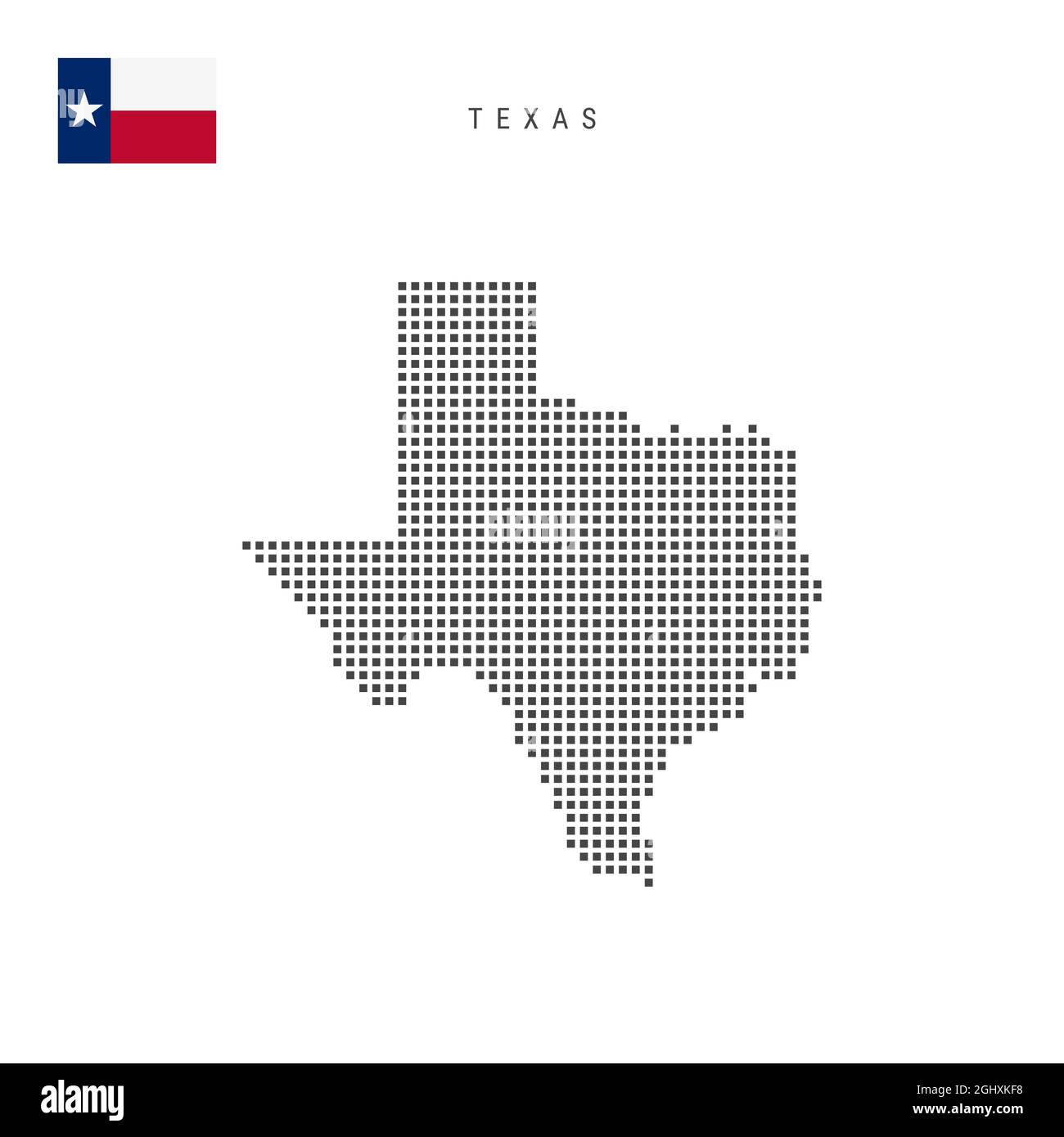 Square dots pattern map of Texas. Dotted pixel map with flag isolated ...