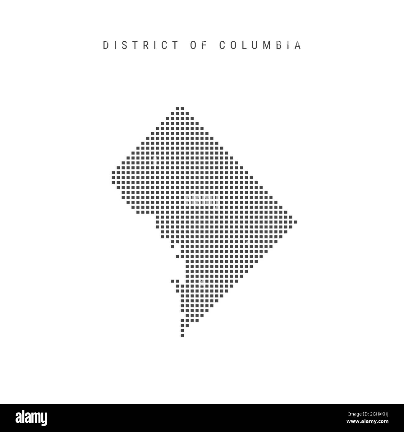 Square dots pattern map of District of Columbia. Dotted pixel map with flag isolated on white ...
