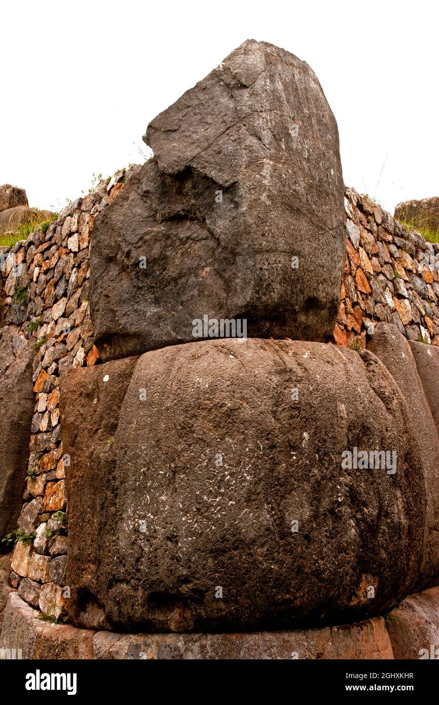 Sacsayhuaman Stone face Inca Ruins Cusco Stock Photo - Alamy