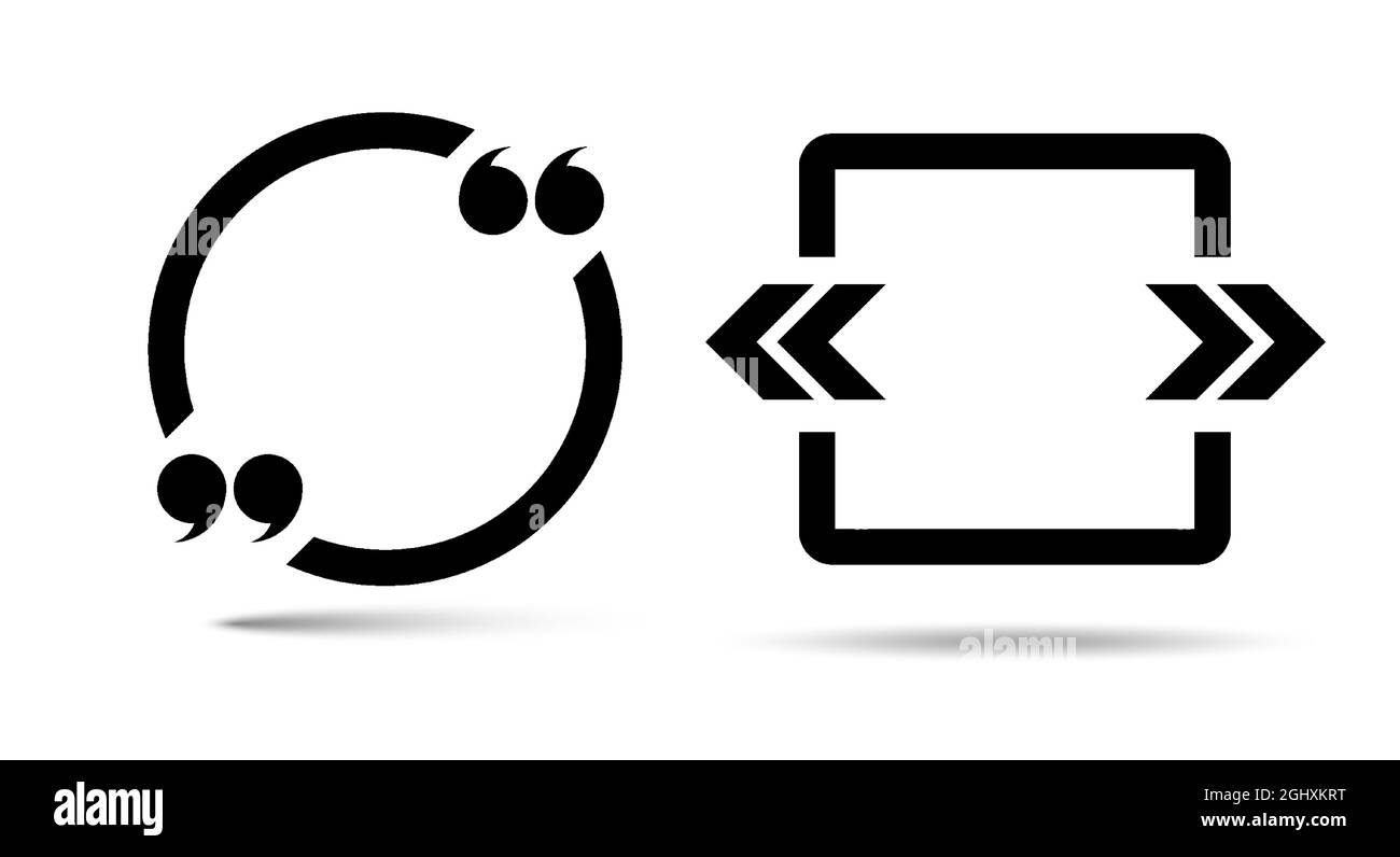 Circle and square quote frame icons. Quotation marks. Flat vector ...