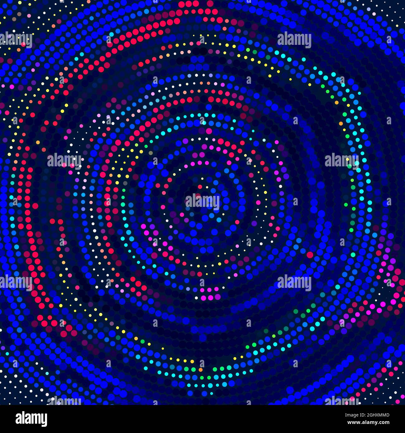 Abstract disco pattern with colorful dotted circle mosaic. Vector ...