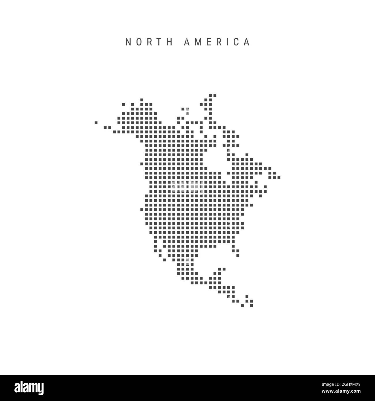 Square dots pattern map of North America. Dotted pixel map isolated on ...