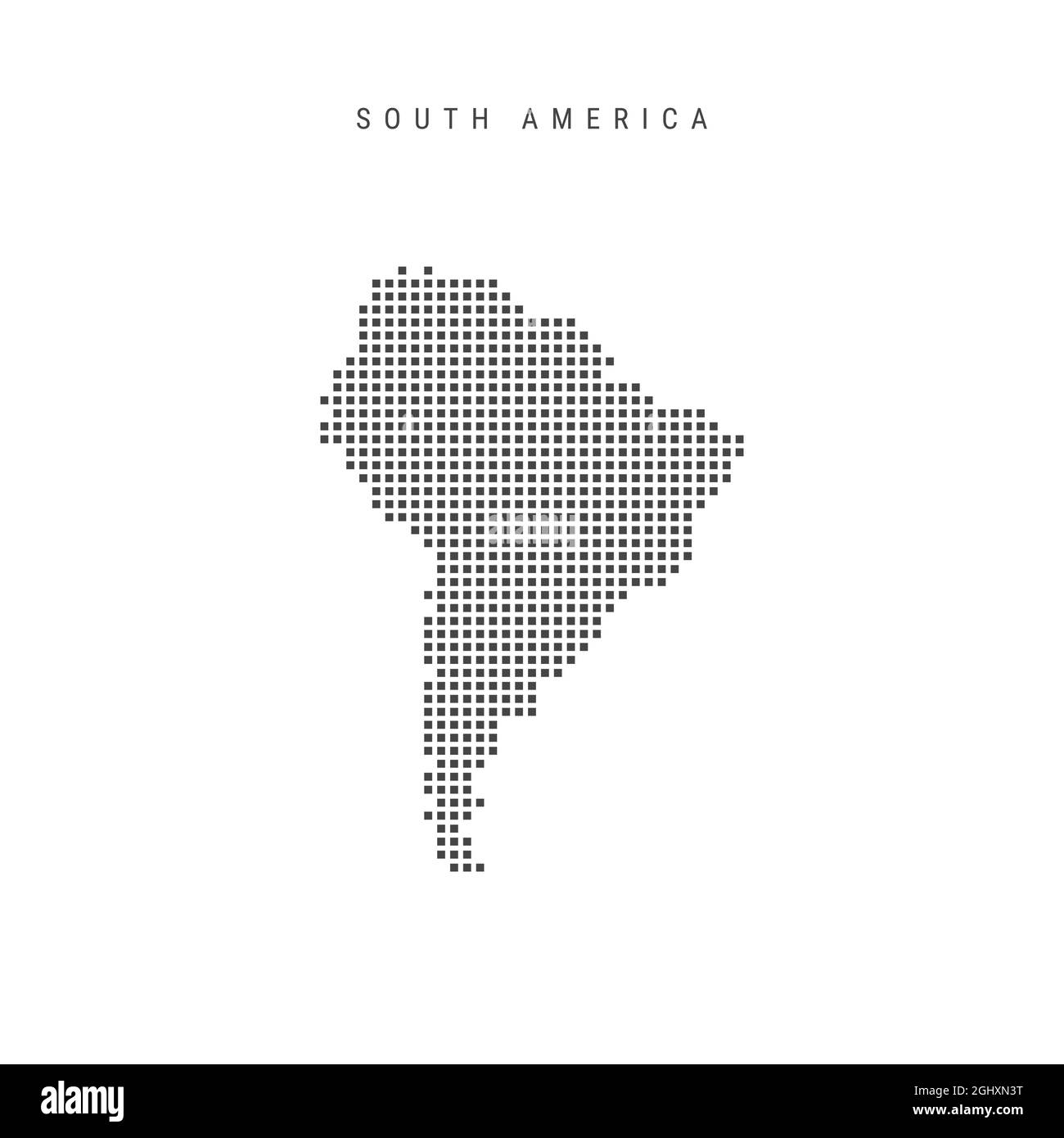 Square dots pattern map of South America. Dotted pixel map isolated on white background. Vector ...