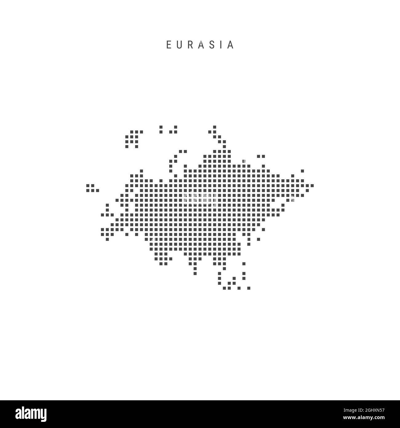 Square dots pattern map of Eurasia. Dotted pixel map isolated on white background. Vector ...
