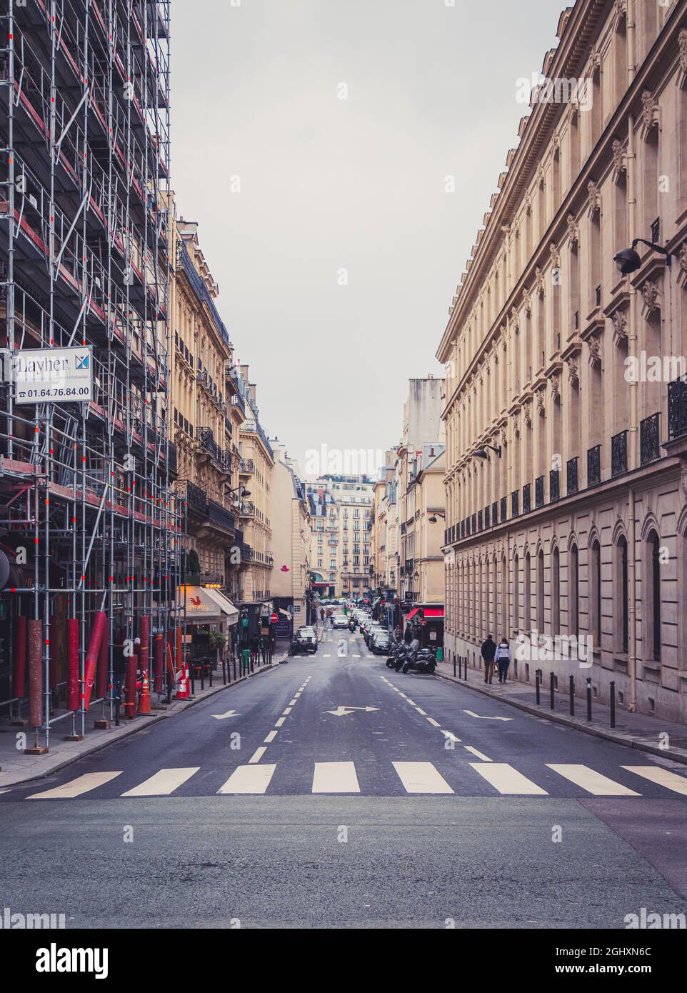 PARIS, FRANCE - Jan 04, 2018: A vertical shot of a street with a ...