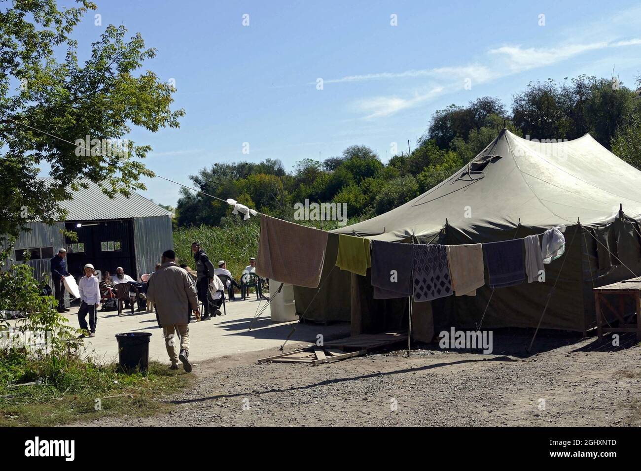 UMAN, UKRAINE - SEPTEMBER 7, 2021 - Devotees stay in a camp as Breslov ...