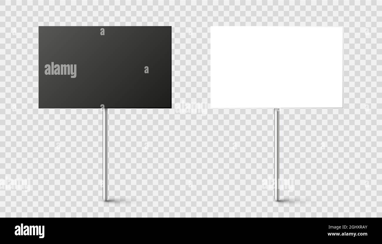 Black and white blank boards with place for text, protest sign ...