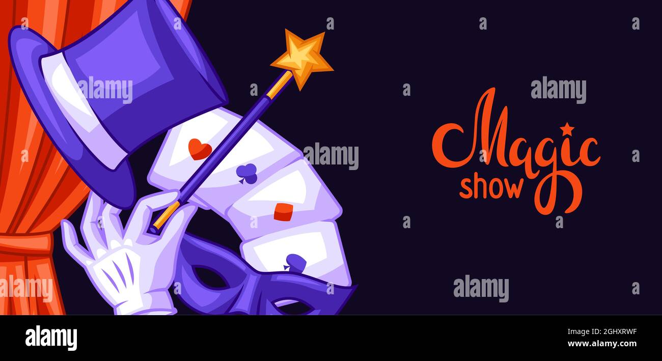 Magician background with magic items. Illusionist show or performance ...