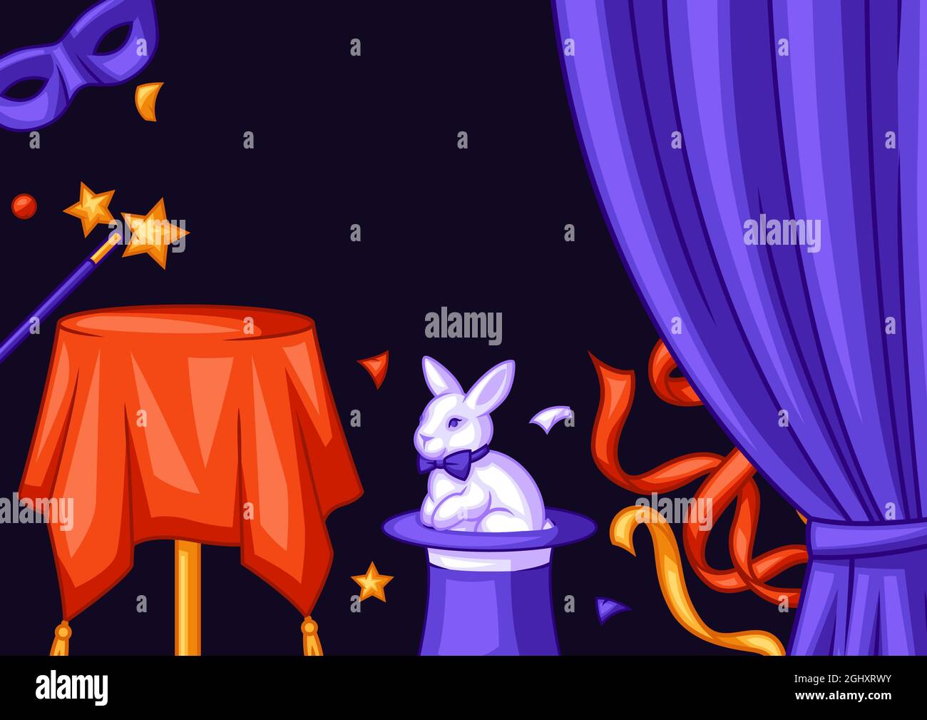 Magician background with magic items. Illusionist show or performance ...
