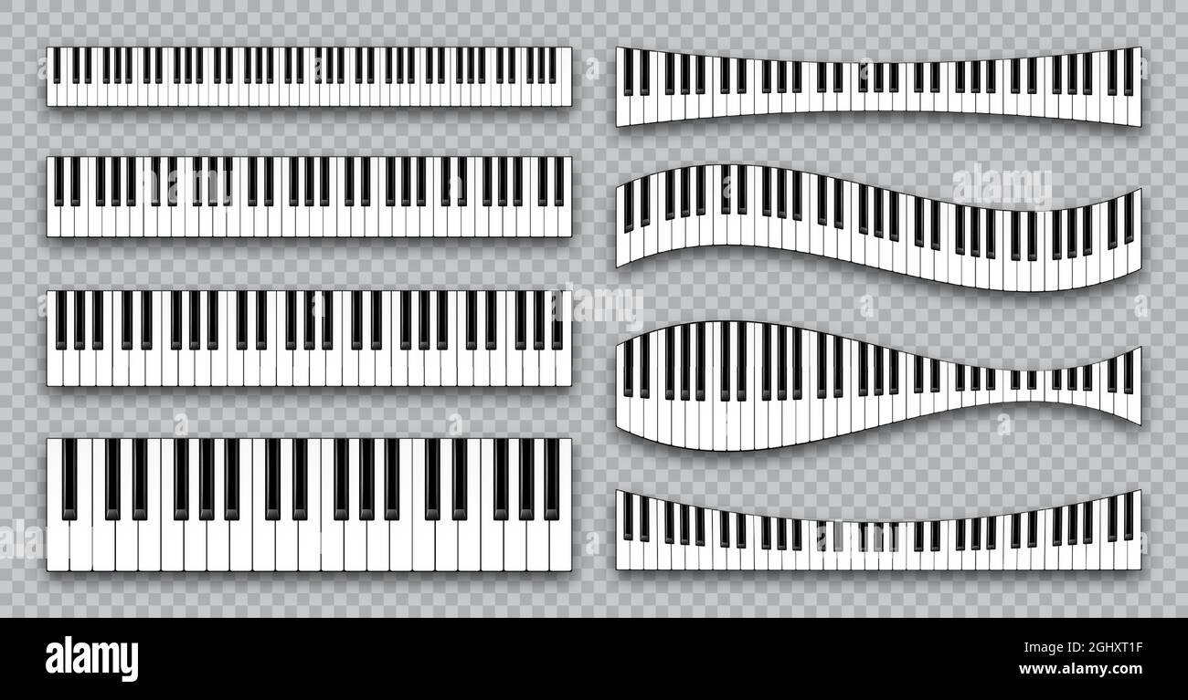 Realistic piano keys collection. Musical instrument keyboard on ...