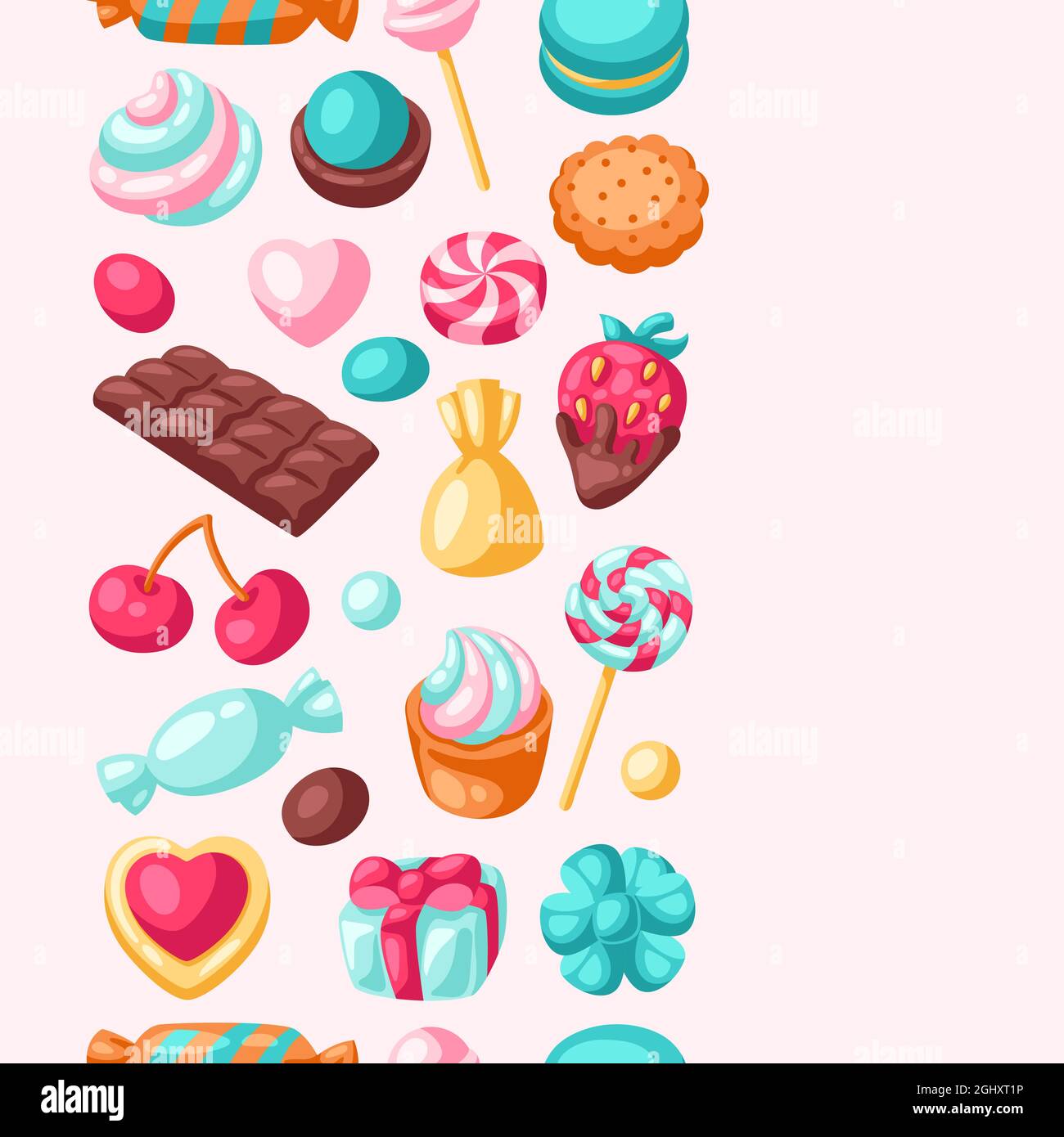 Seamless pattern various candies and sweets. Confectionery or bakery ...