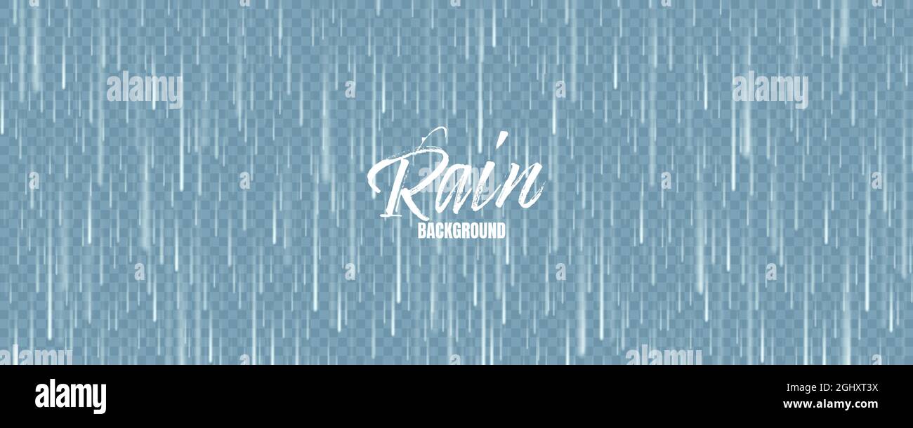 Realistic blue rain texture. Rainfall, water drops effect. Autumn wet ...