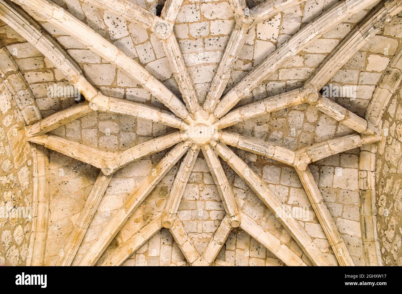 Starry stone vault at the entrance to the monastery of Santa Maria de ...