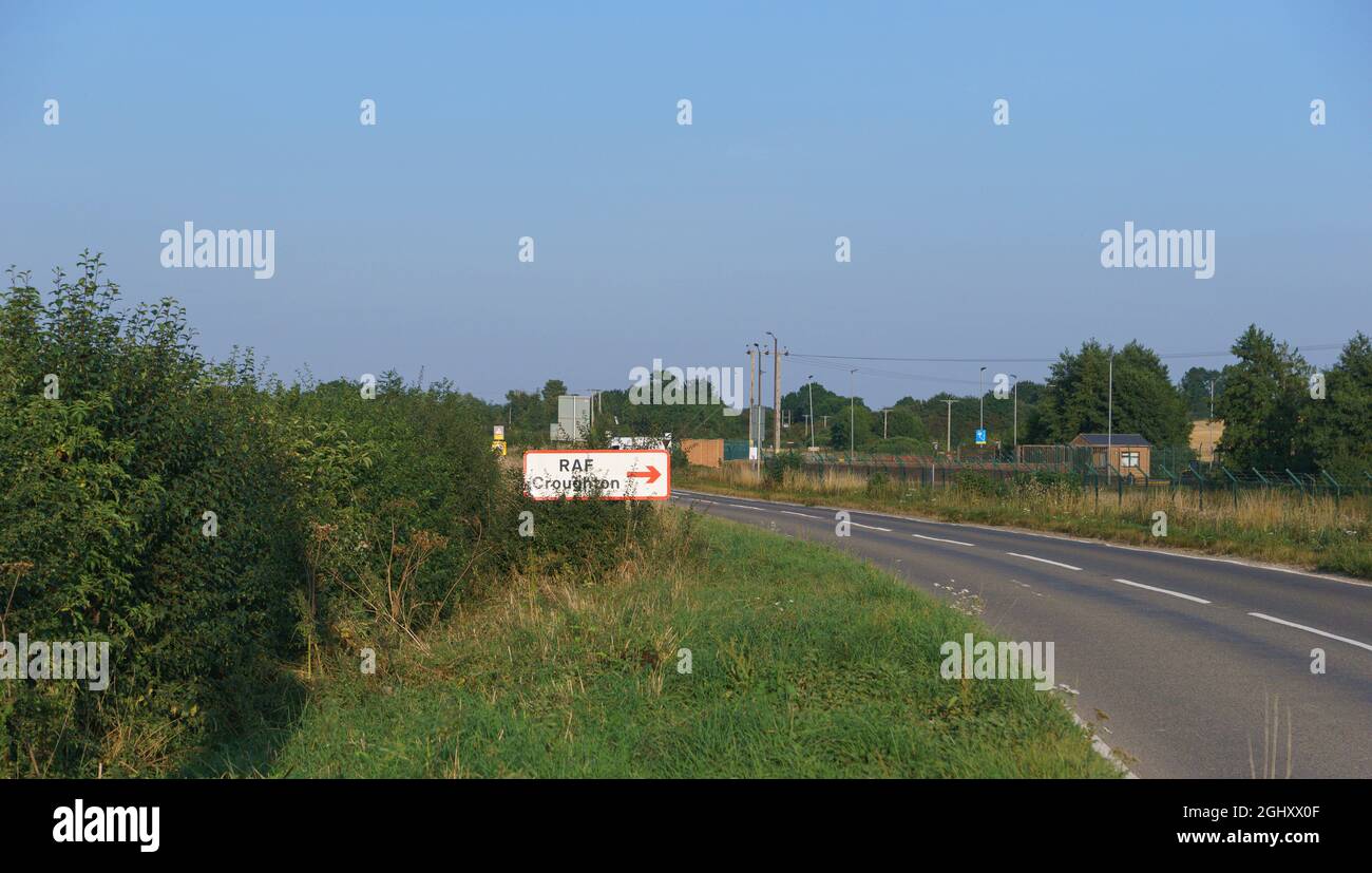 The B4031 skirts alongside RAF Croughton (entrance to left of image), a ...