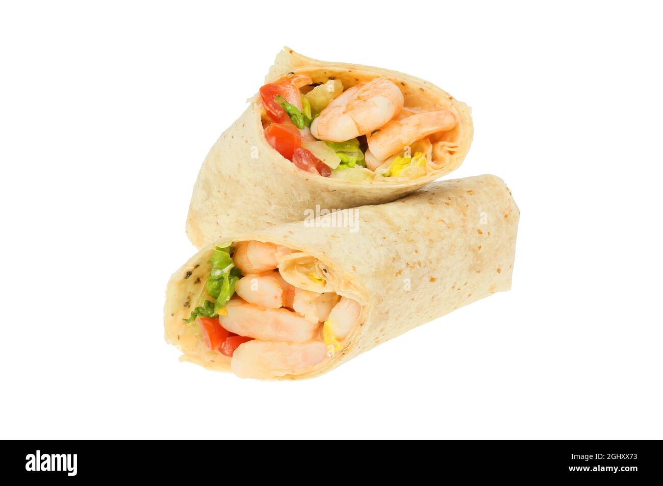 Prawn and salad wraps isolated against white Stock Photo - Alamy