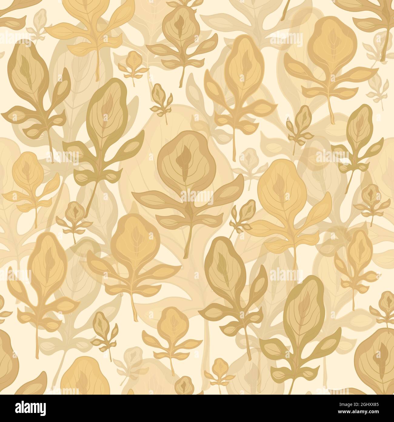 Flying autumn leaves seamless pattern. Dry leaves of different shades ...