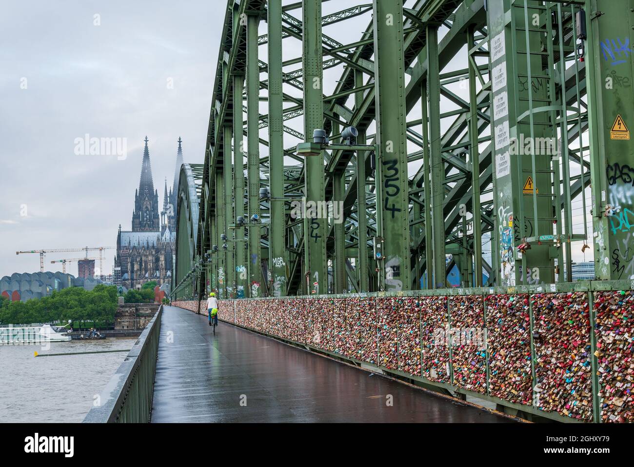 The Hohenzollern Bridge with love locks in Cologne, Germany Stock Photo ...