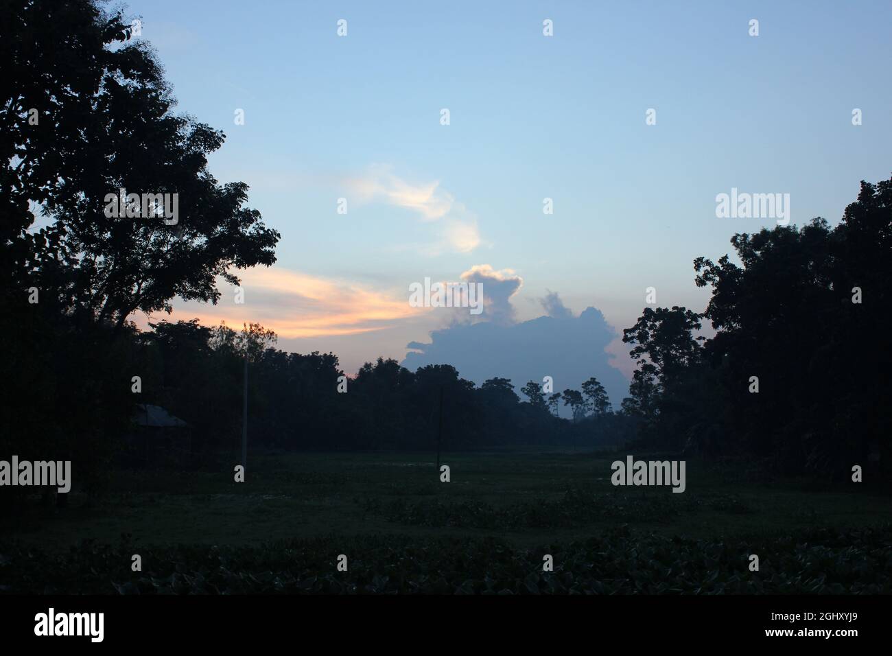 Evening View of The Village Stock Photo - Alamy