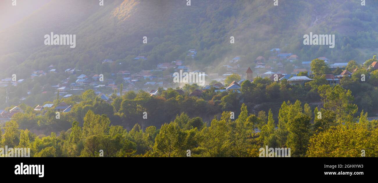 The ancient village of Kish and the dome of the ancient Albanian church ...