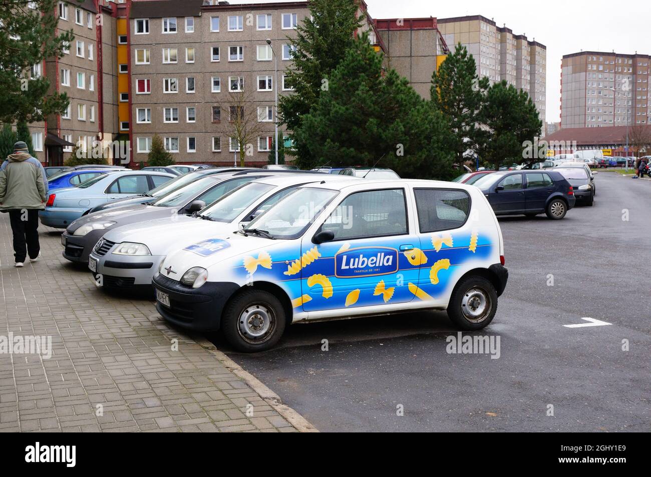 POZNAN, POLAND - Jan 17, 2015: A parked Fiat Seicento company car with ...