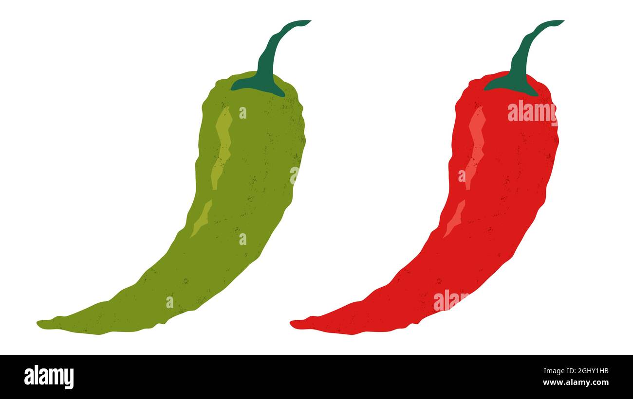 Vector illustration of chilli pepper. Vector set icons of red chili ...
