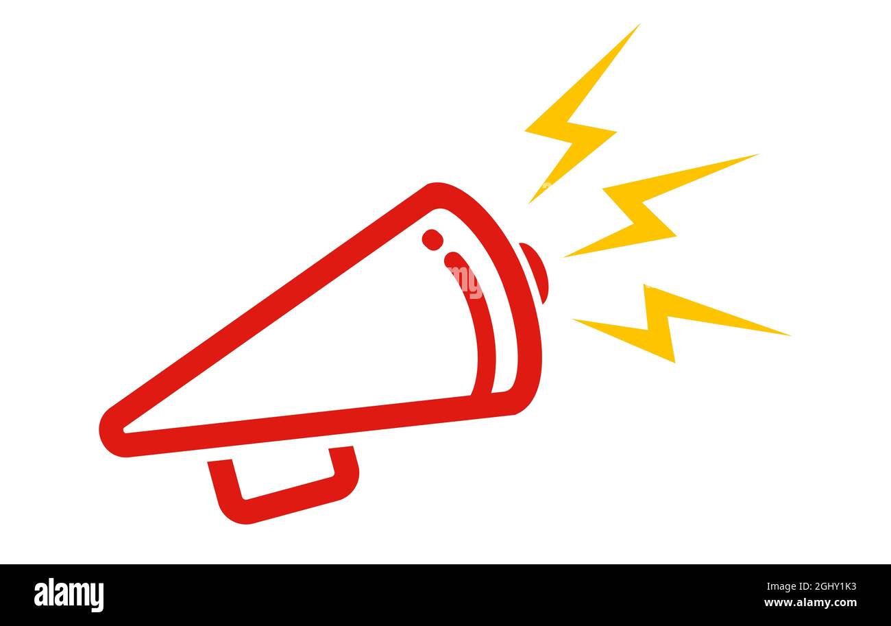 Vector vintage icon of red megaphone. Vector red megaphone in retro ...