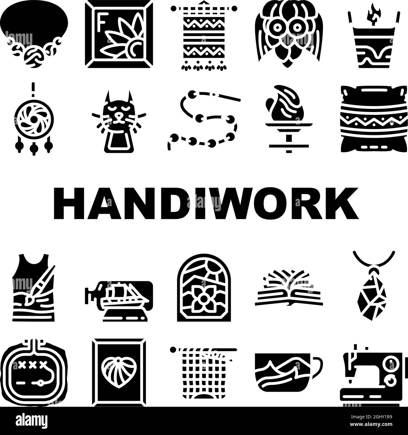 Handiwork Craft Hobby Occupation Icons Set Vector Stock Vector Image ...
