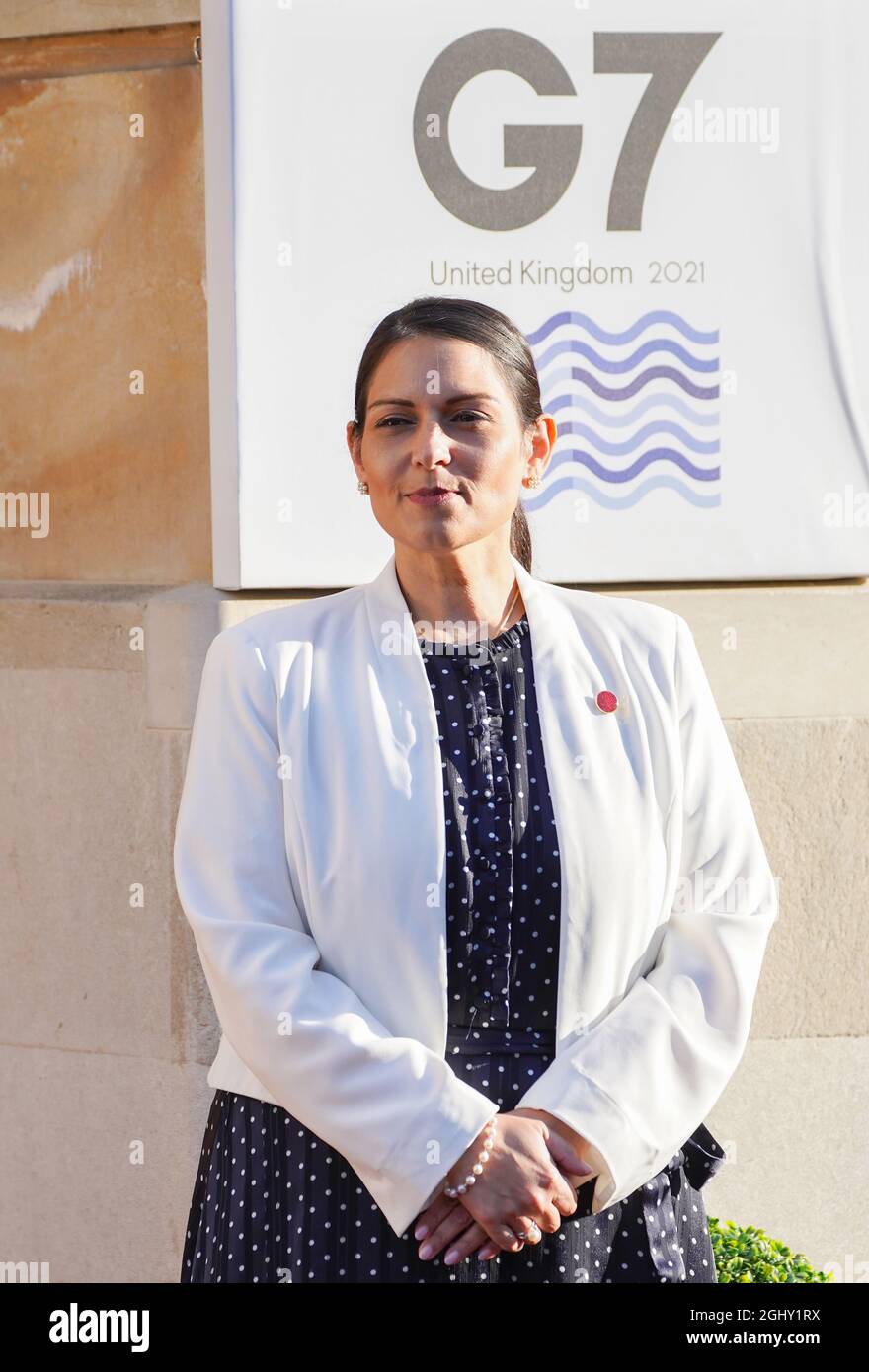 Home Secretary Priti Patel arrives at a reception at Lancaster House ...
