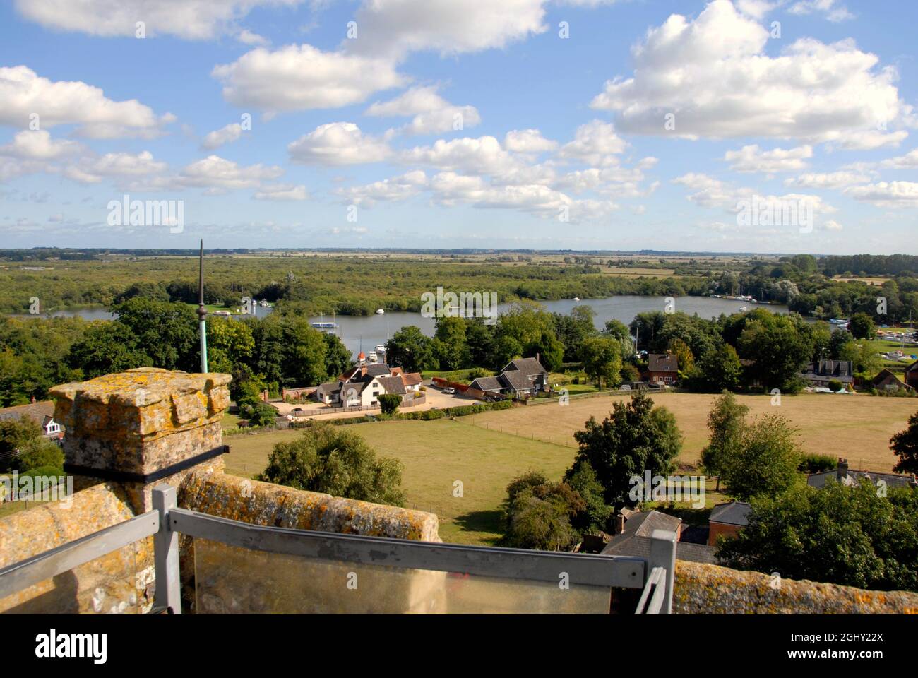 View over part of the Norfolk Broads and the surrounding countryside ...