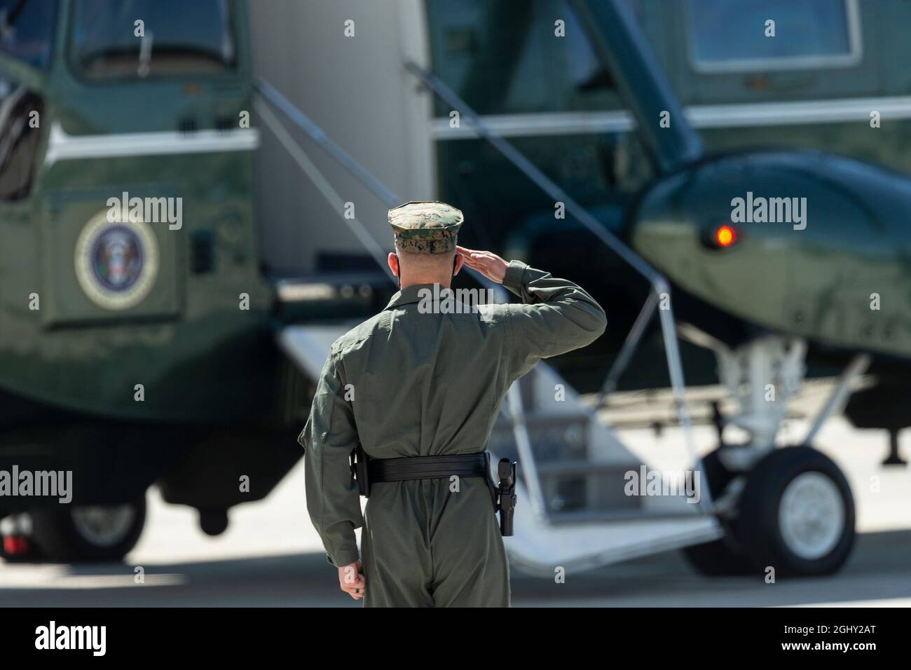 New York, Japan. 08th Sep, 2021. Marine One helicopter with President ...