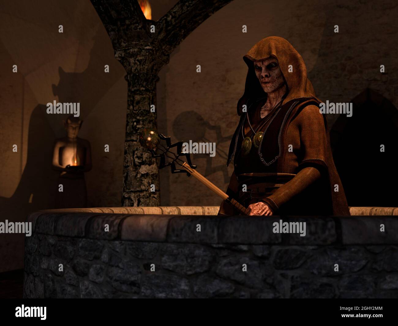 Vampire in a crypt under the ground - 3d rendering Stock Photo - Alamy