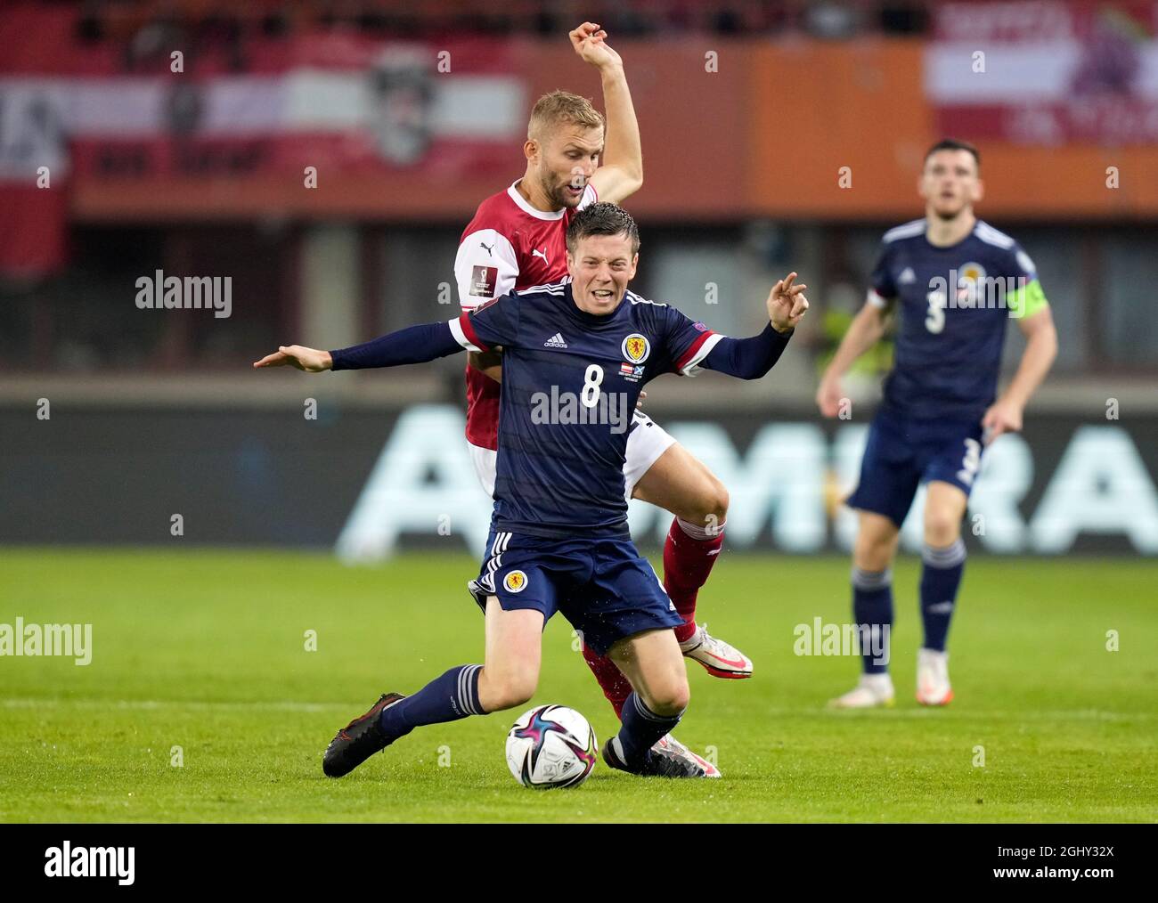 Scotland's Callum McGregor is challenged during the 2022 FIFA World Cup ...