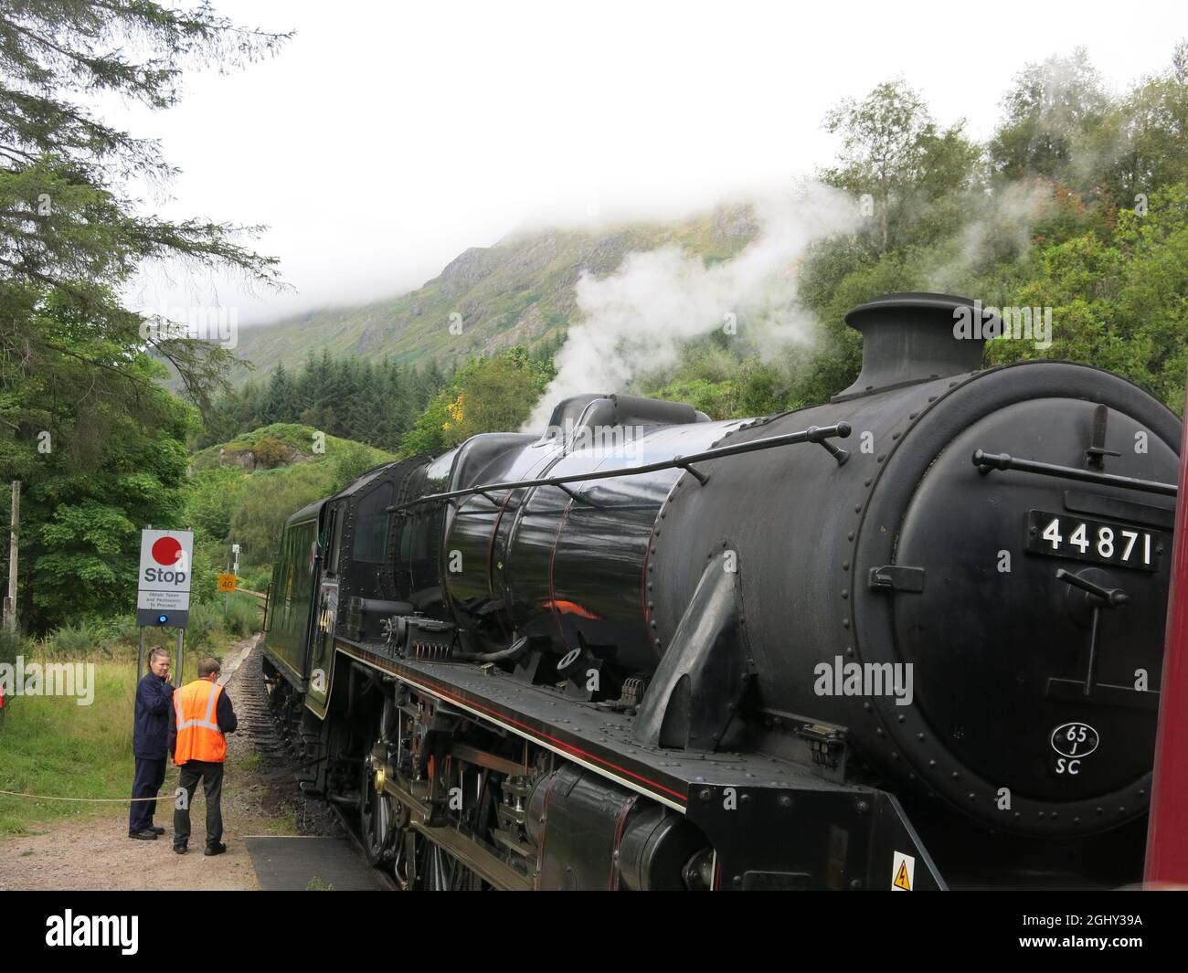Steam billows from The Jacobite steam train whilst stopped at the ...