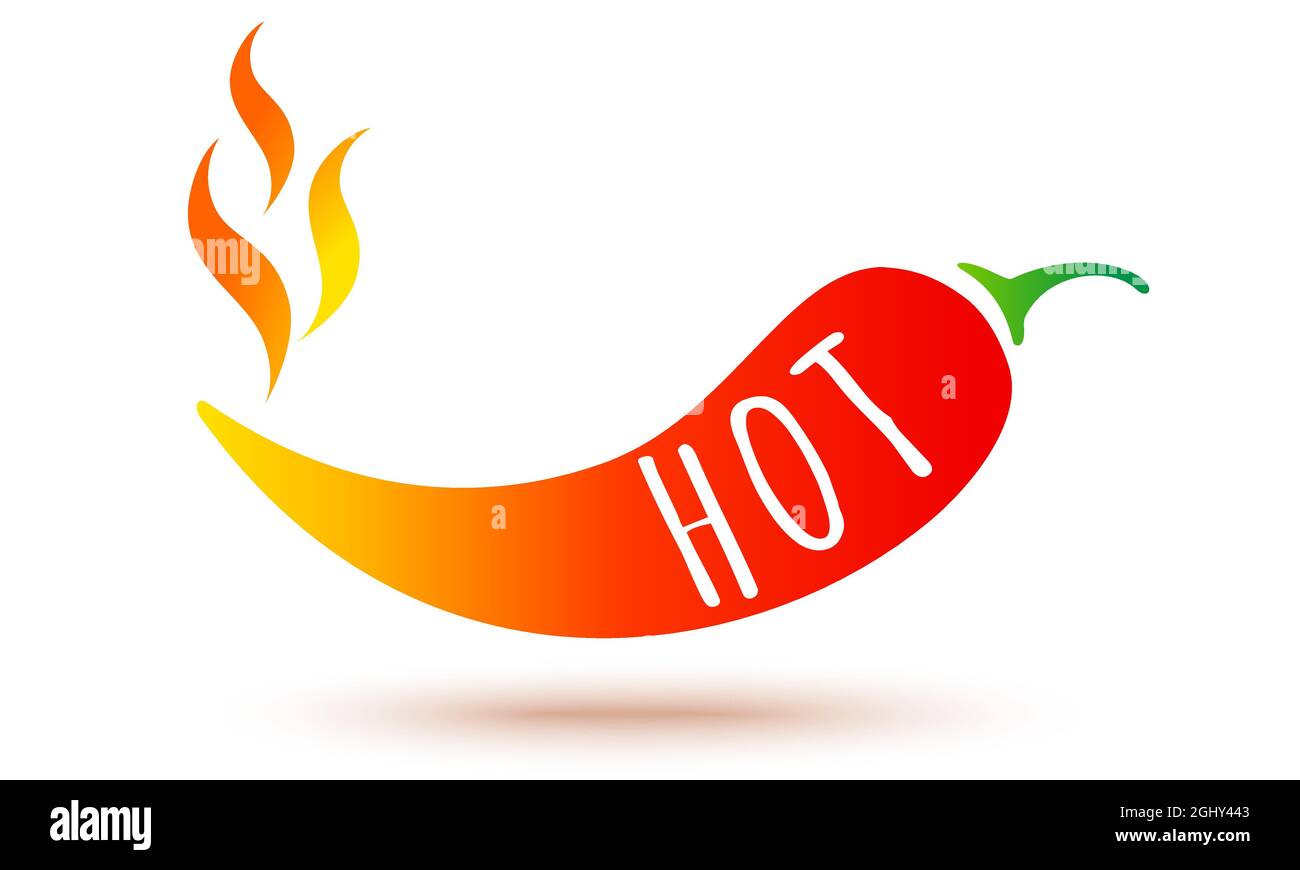 Vector illustration of chilli pepper with flame. Vector icon of red ...